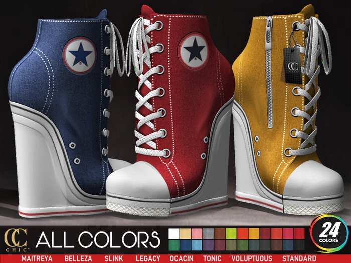 Second Life Marketplace Chic All Colors Wedge Sneakers